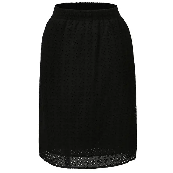 SMART AND JOY Eyelet Cotton Lace Skirt - Black