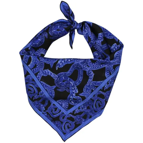 MONZLAPUR NEW YORK Silk Serpent Noir Scarf Small Electric - Blue