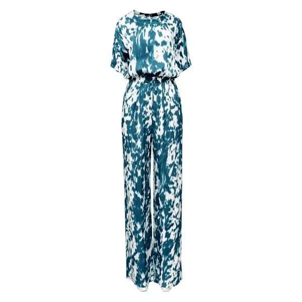 OH!ZUZA NIGHT&DAY Neutrals Echo Viscose Satin Co-ord Set – Print - Blue