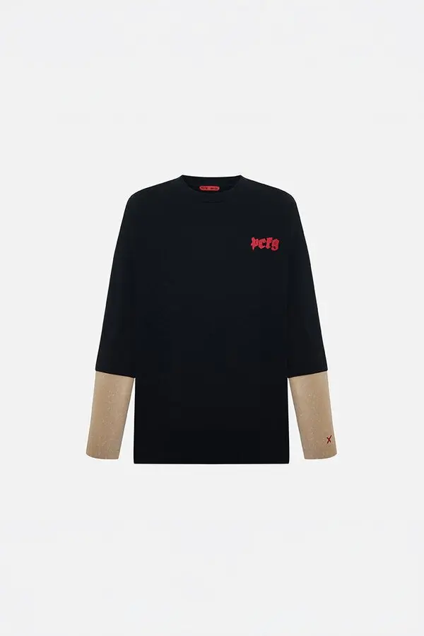 PCFG Daydreamers Printed T-shirt With Acid Wash Sleeves - Black