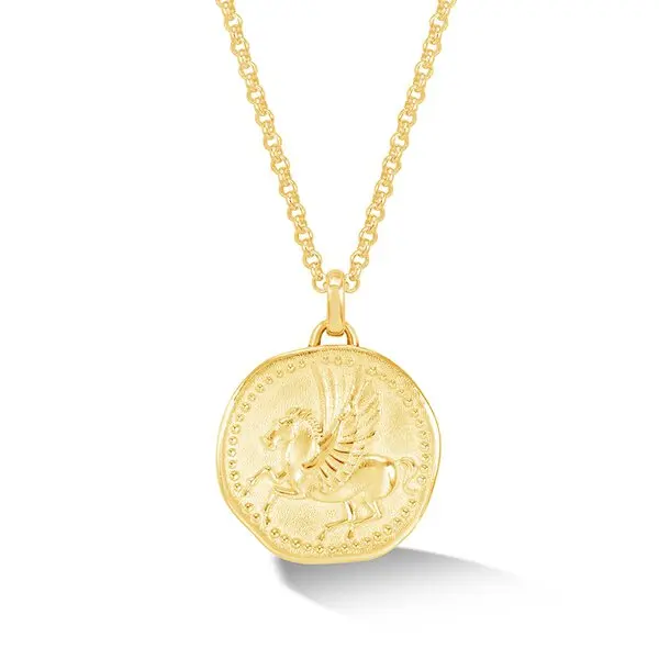 DOWER & HALL Overcome And Thrive Pegasus Talisman Necklace In Vermeil - Gold