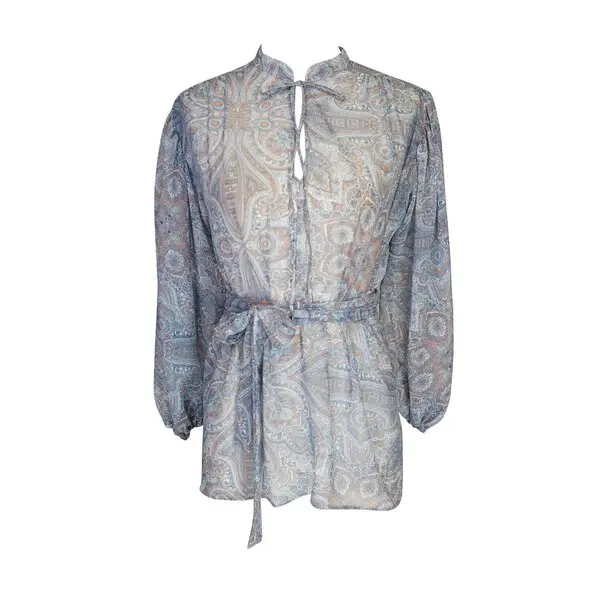 JENNAFER GRACE Clara Bishop Sleeve Blouse In Paisley Dawn - Blue