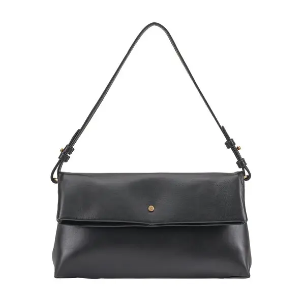 PAUL COSTELLOE Theodora Leather Shoulder Bag Jet