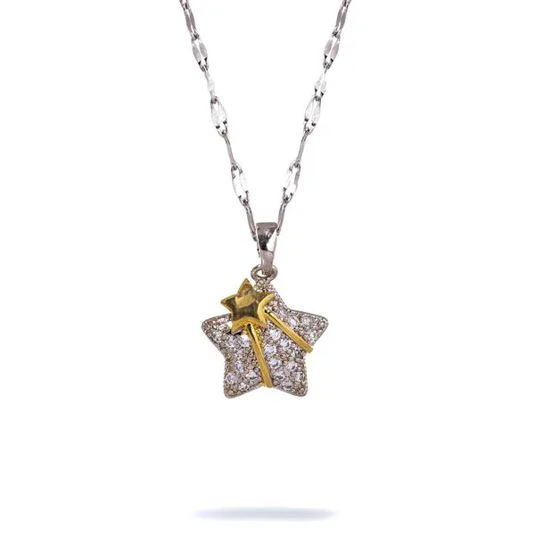 EBRU JEWELRY Gold / Silver Shine Your Light Sparkly Star Silver Necklace Silver - Gold/silver