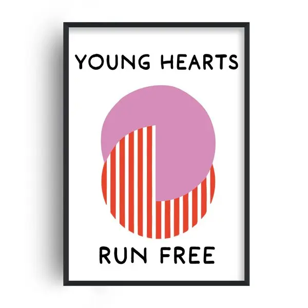 FANCLUB Pink / Red Young Hearts Run Free Retro Music Giclée Art Print - Pink/red