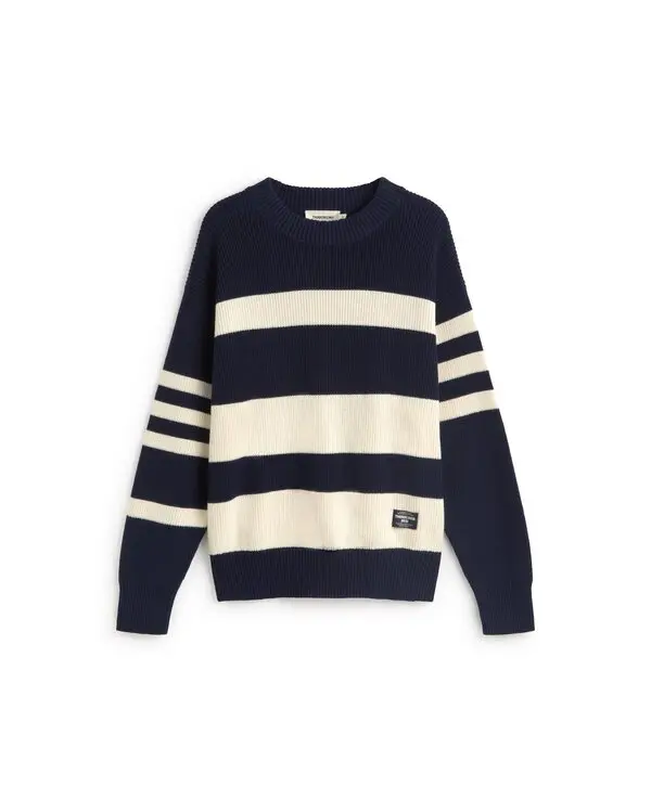 THINKING MU Organic Cotton Striped Sweater Santos - Blue