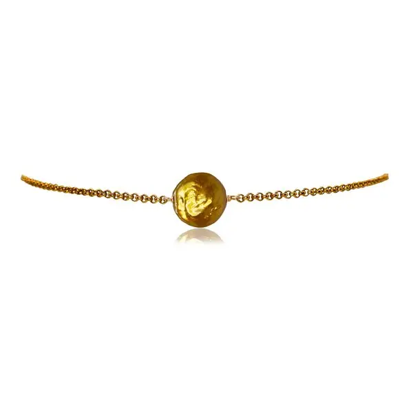 MARQUISE SWIM Necklace Punctuation Pearl & Gold Choker - Green
