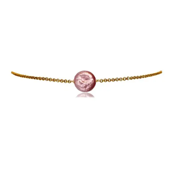 MARQUISE SWIM Necklace Punctuation Pearl & Gold Choker - Pink