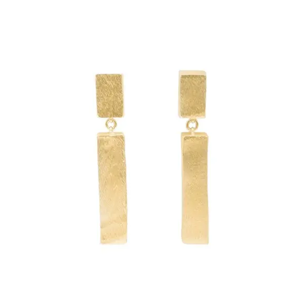 Saachi Duo Rectangle Metal Earrings - Gold