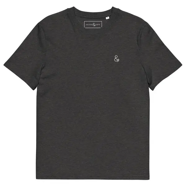 ANCHOR & CREW Heather Ampersand Signature Organic Cotton Embroidered T-shirt - Black