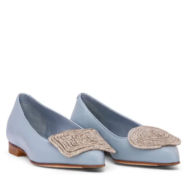 BEAUTIISOLES BY ROBYN SHREIBER Bonnie Baby Leather Work Evening Sexy Comfortable Flat Ballerina - Blue