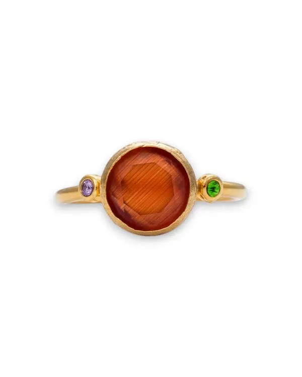 KYBELE STUDIO Amber Glow Cat's Eye Ring - Orange
