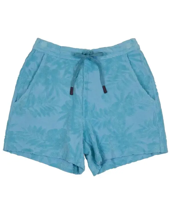LORDS OF HARLECH Tess Teal Drawstring Terry Toweling Short - Blue
