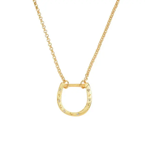 CLAIRE HILL DESIGNS Sparkly Horseshoe Necklace - Gold