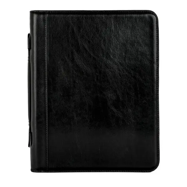 TIME RESISTANCE Leather Portfolio With Binder Joy In The Morning - Black