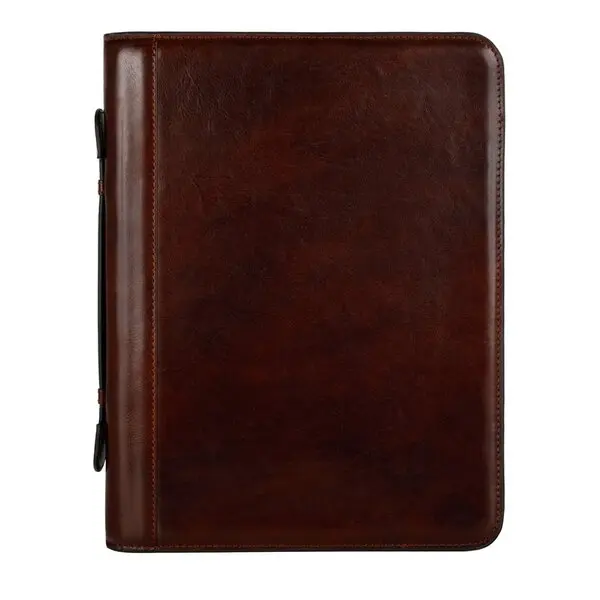 TIME RESISTANCE Leather Portfolio With Binder Joy In The Morning - Brown
