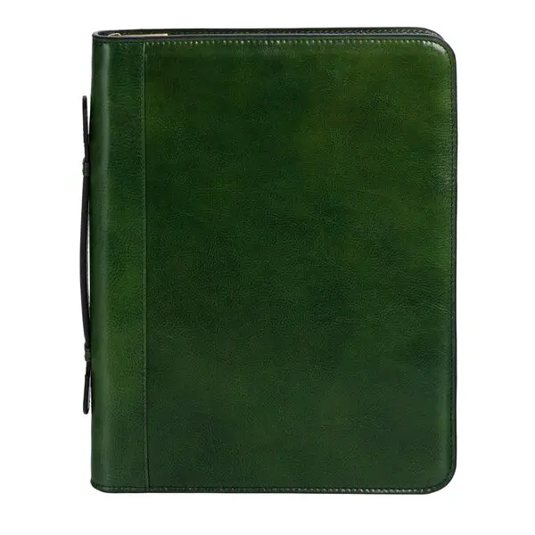 TIME RESISTANCE Full-grain Leather Portfolio With Binder - Green