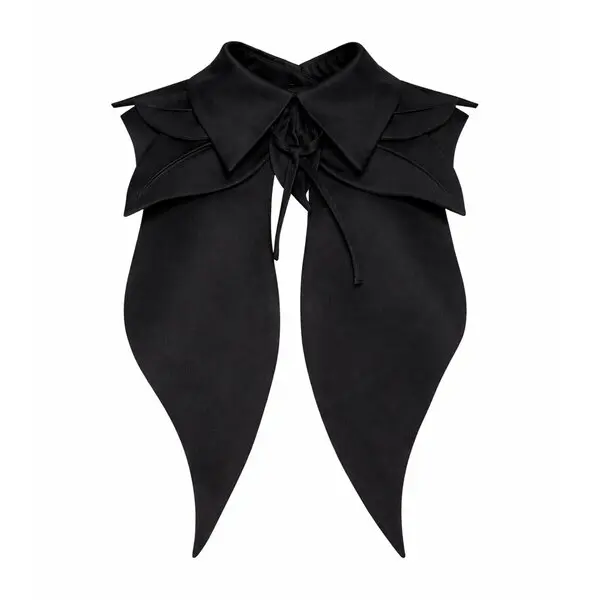 JULIA ALLERT Oversized Satin Bib Collar - Black