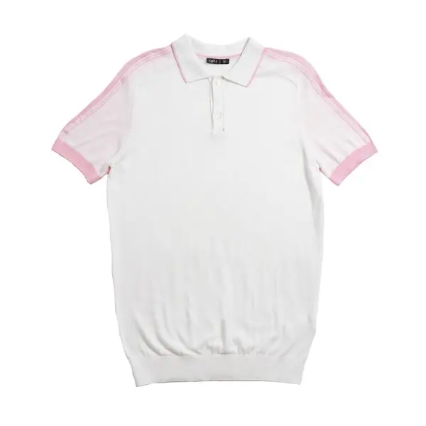 EIGHT X Pink / White Knit Polo With Shoulder Design White Pink - Pink/white