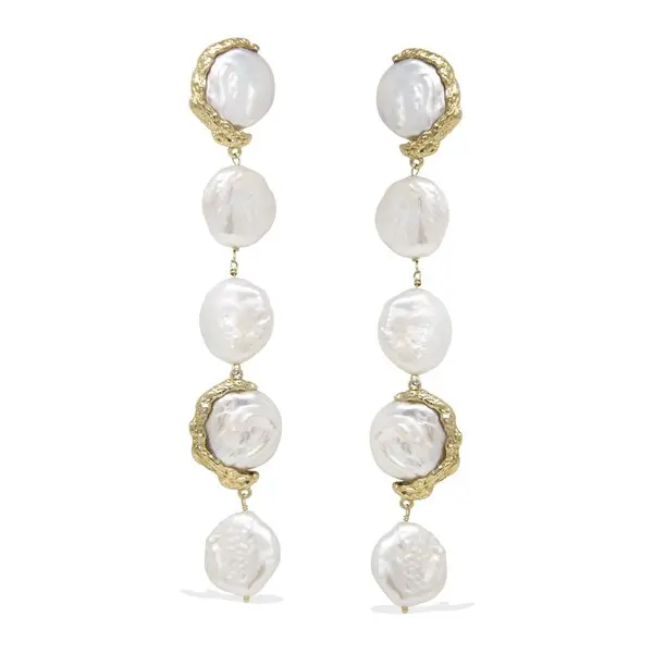 VINTOUCH ITALY Ad Astra Gold-plated Pearl Statet Earrings - White