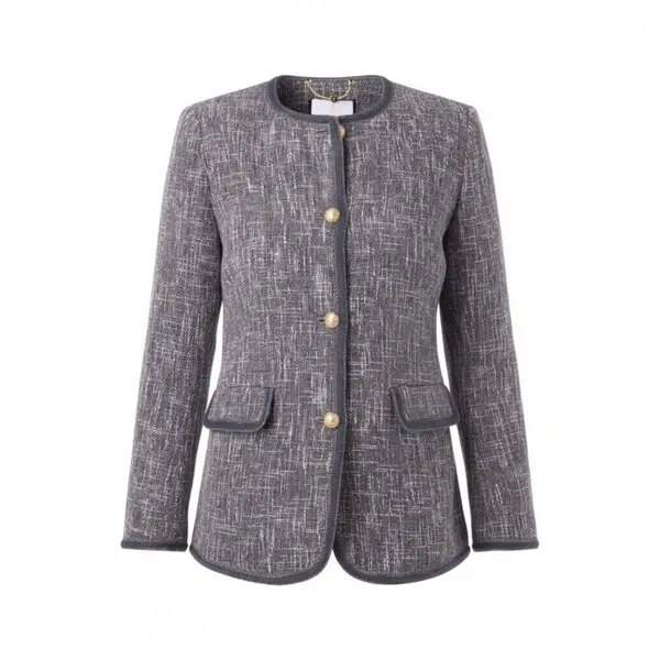FRANCHETTI BOND Mirabella Navy Weave Long-line Jacket - Blue