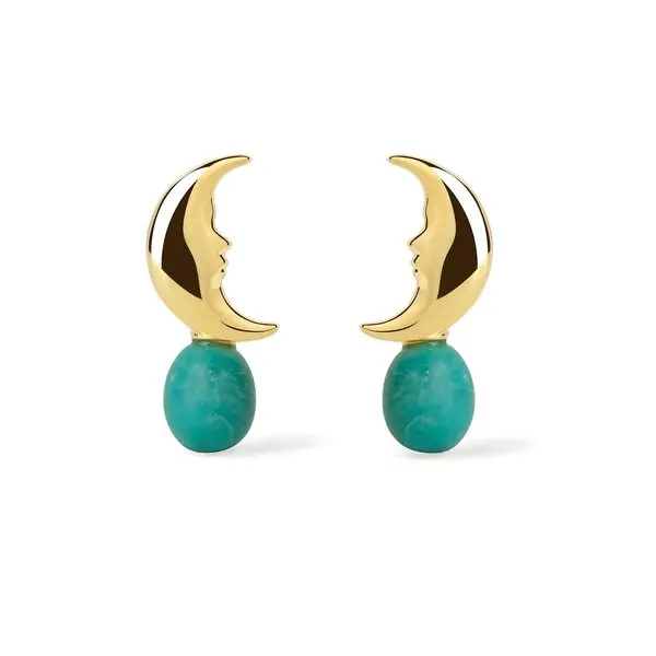 FREQNC ATELIER Moon Earrings Turquoise Throat Chakra - Green
