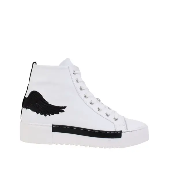 MARTÉ Black / White Angel's High Side Zip Hi-top In White With Black Wing