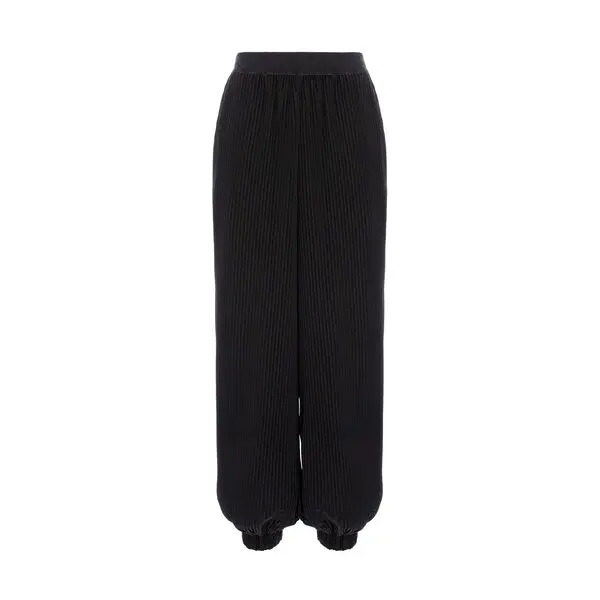 SILVIA SERBAN Pleated Voile Harem Trousers - Black