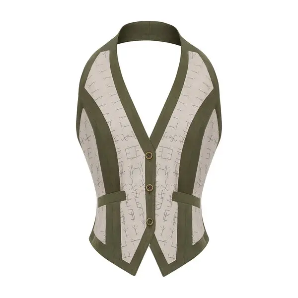 MAYAMU Golia Dark Vest With Grey Details - Green