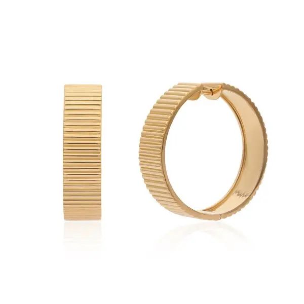 PREETI SANDHU Ridged Wide Vermeil Hoops - Gold
