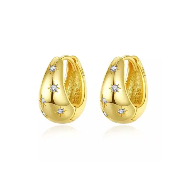 CHANEL JOAN ELKAYAM Crystal Embellished Hoop Earrings - Gold
