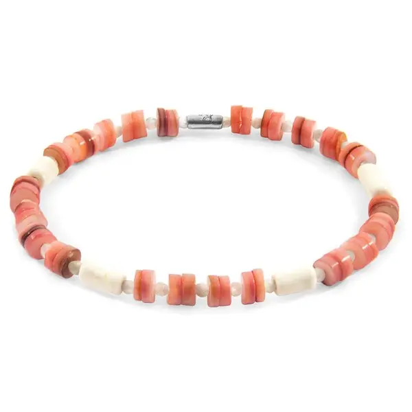 ANCHOR & CREW Maisie Silver & Freshwater Shell Skinny Bracelet - Pink