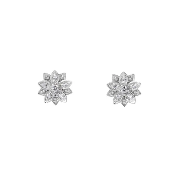 BLOOMTINE | EARTH ANGEL HQ Eternal Bloom™ Solid Gold Diamond Flower Studs - White