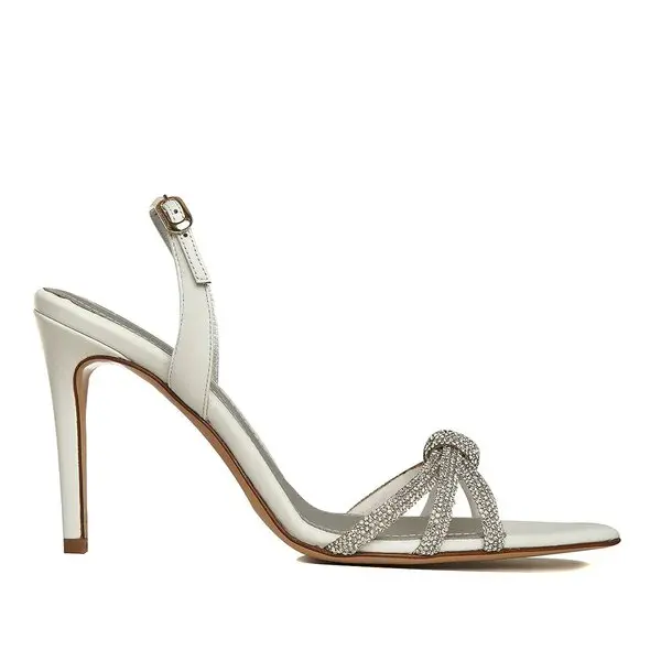 GINISSIMA Daisy Crystals Leather Sandals - White