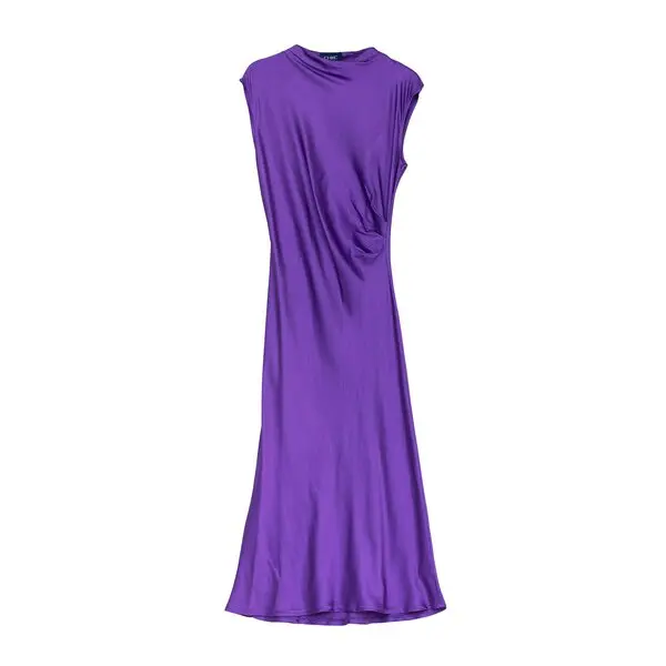 TANTRA SPAIN SL Satin Maxi Draped Effect Dress - Purple