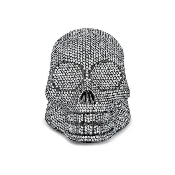 SALLY SKOUFIS White / Black Life Sculpture With Made Cz Diamond Stimulant In Premium Black Rhodium - White/black