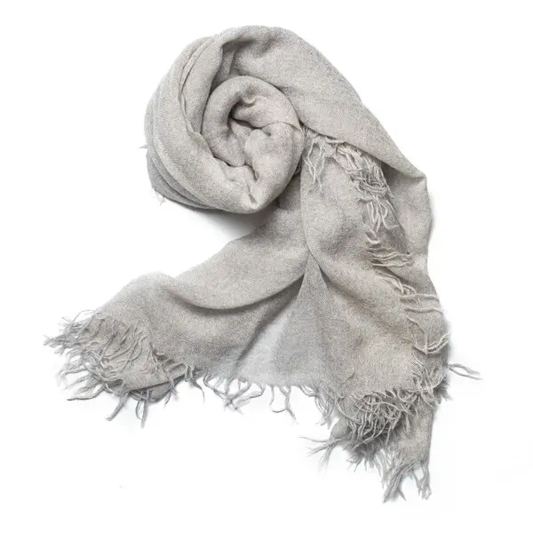 BEL CASHMERE Cashmere Foulard With Fringes - Grey