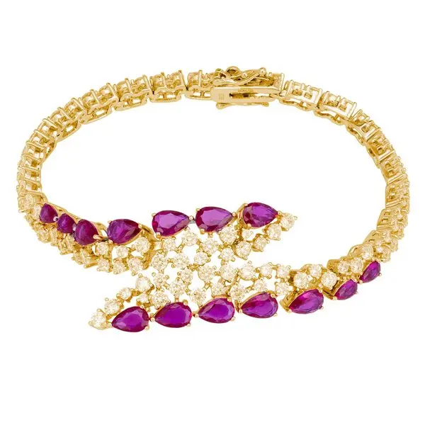 LATELITA Gold / Red / White Baroness Tennis Bracelet Ruby Gold - Gold/red/white