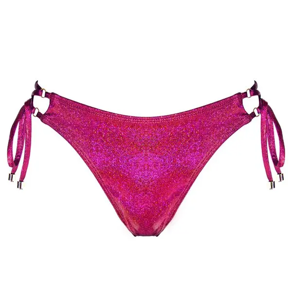ENEZ SWIM Eden Adjustable Scrunch Bikini Bottom Candy Glitter - Pink