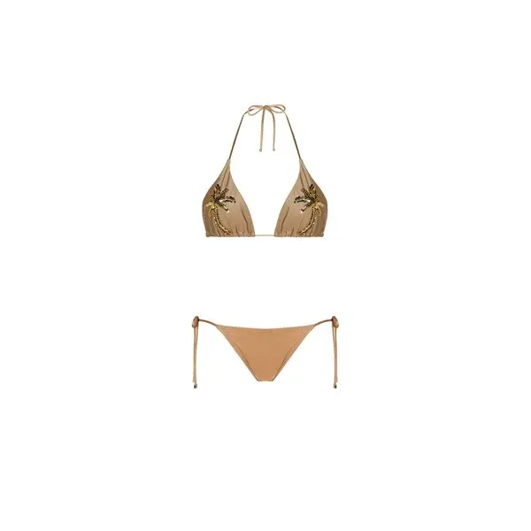 AGUACLARA Dune Triangle Top Side Tie Bottom - Brown