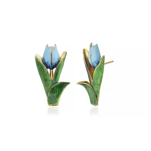 MILOU JEWELRY Tulip Flower Earrings - Blue