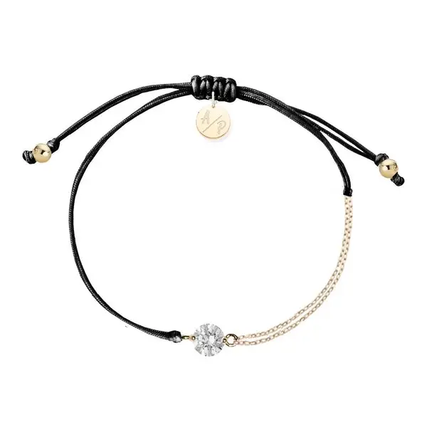 ADRIANA PAPPAS DESIGNS Cz Solitaire Bracelet On Colored Cord - Black