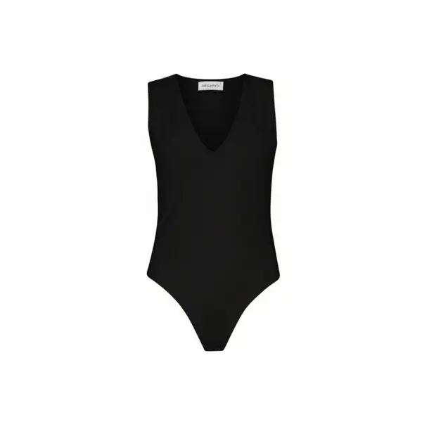 CIRCULAR PATH V Neck Bodysuit - Black