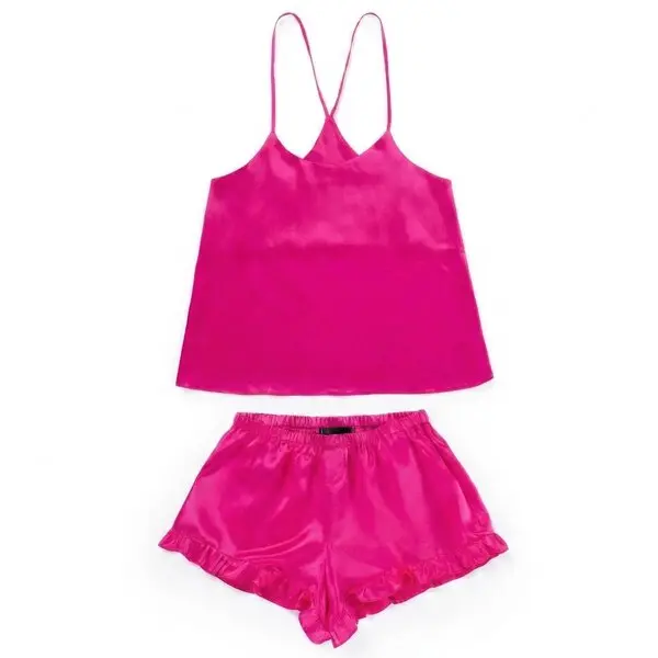 FAVETTE The Atelier Silk Camisole Set In Vibrant Fuchsia - Pink