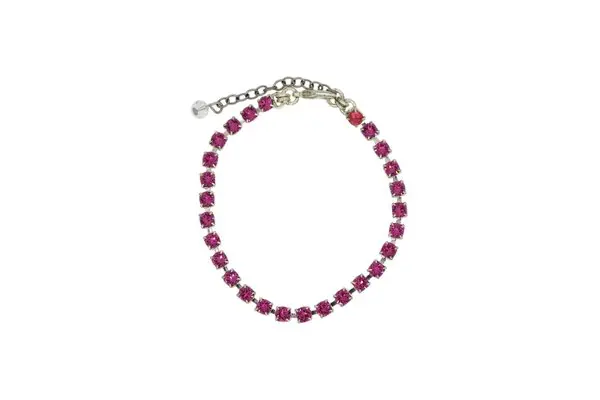 VICKISARGE The Tennis Bracelet In Platinum - Pink