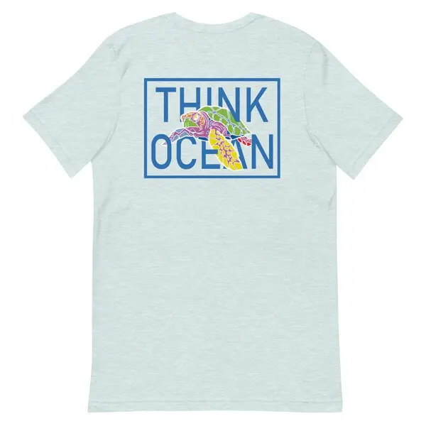 ANCHOR & CREW Ice Think Ocean Turtle Fluorescence Cotton Embroidered T-shirt - Blue