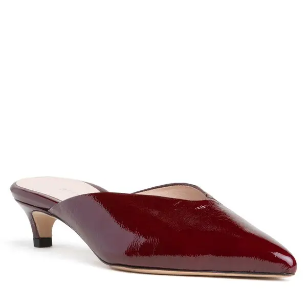 BEAUTIISOLES BY ROBYN SHREIBER Brown / Red Gal Burgundy Leather Mule With Low Heel Comfortable For Evening & Day Wear - Brown/red