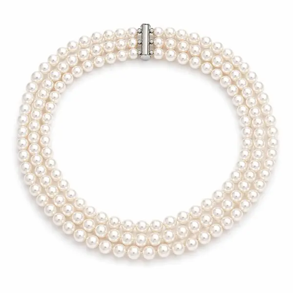PEARL CODE Pearl Choker – Three Row Bridal Necklace - White
