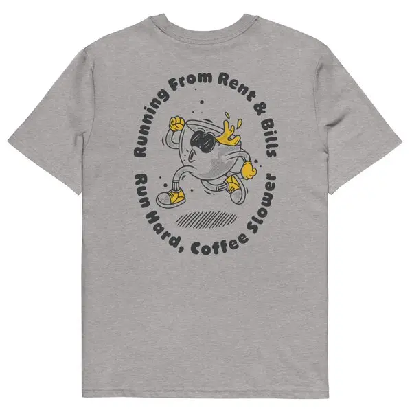 ANCHOR & CREW Heather Gustatory Coffee Over Bills Organic Cotton Embroidered T-shirt - Grey