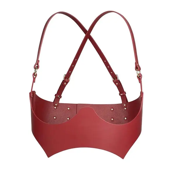 HAUTE CUIR Circe Leather Underbust Harness - Red